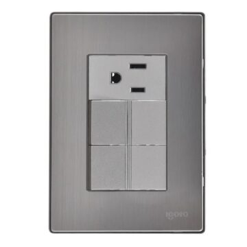 INOX1009 PLACA INOX CON 2 AP. SENCILLOOS Y 1 CONTACTO – Capital Electrica
